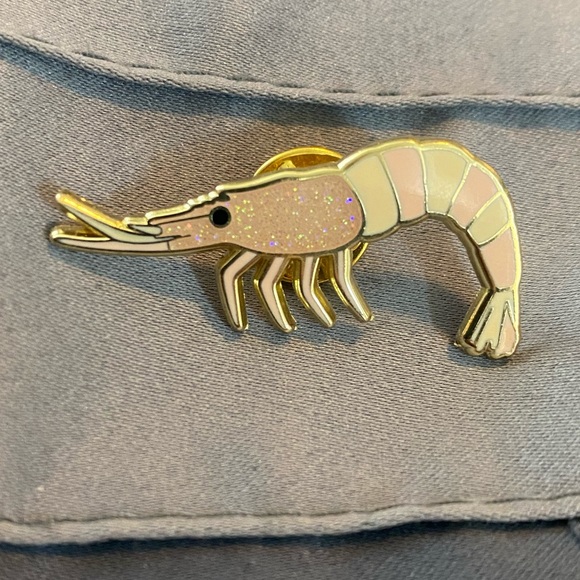 Jewelry | Glitter Shrimp Lapel Pin | Poshmark